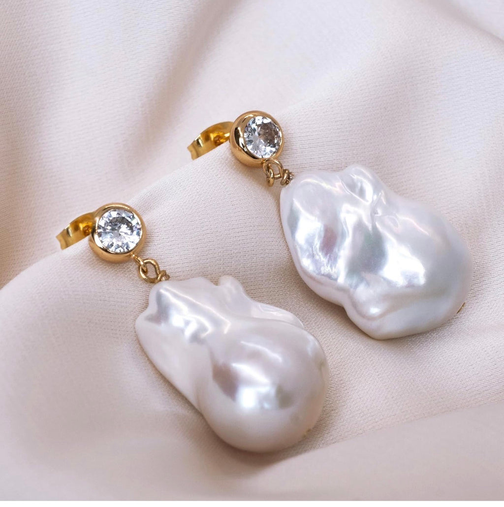 LILY LUSTRE SS GP LARGE CZ BAROQUE EARRING – Wesley Hills Boutique