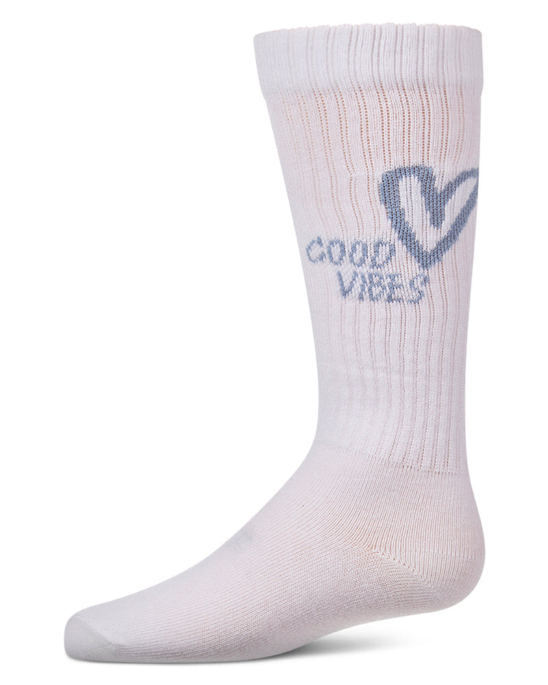 MKF-7228 MEMOI GOOD VIBES HEART KNEE SOCK – Wesley Hills Boutique